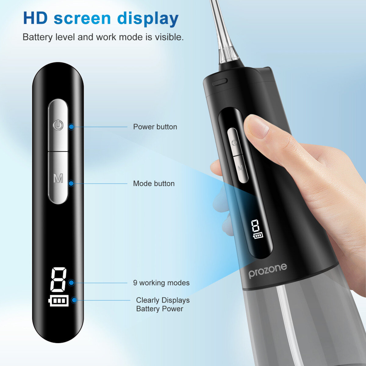 Портативний іригатор з гравітатором та 9-ма режимами ProZone M130 Чорний